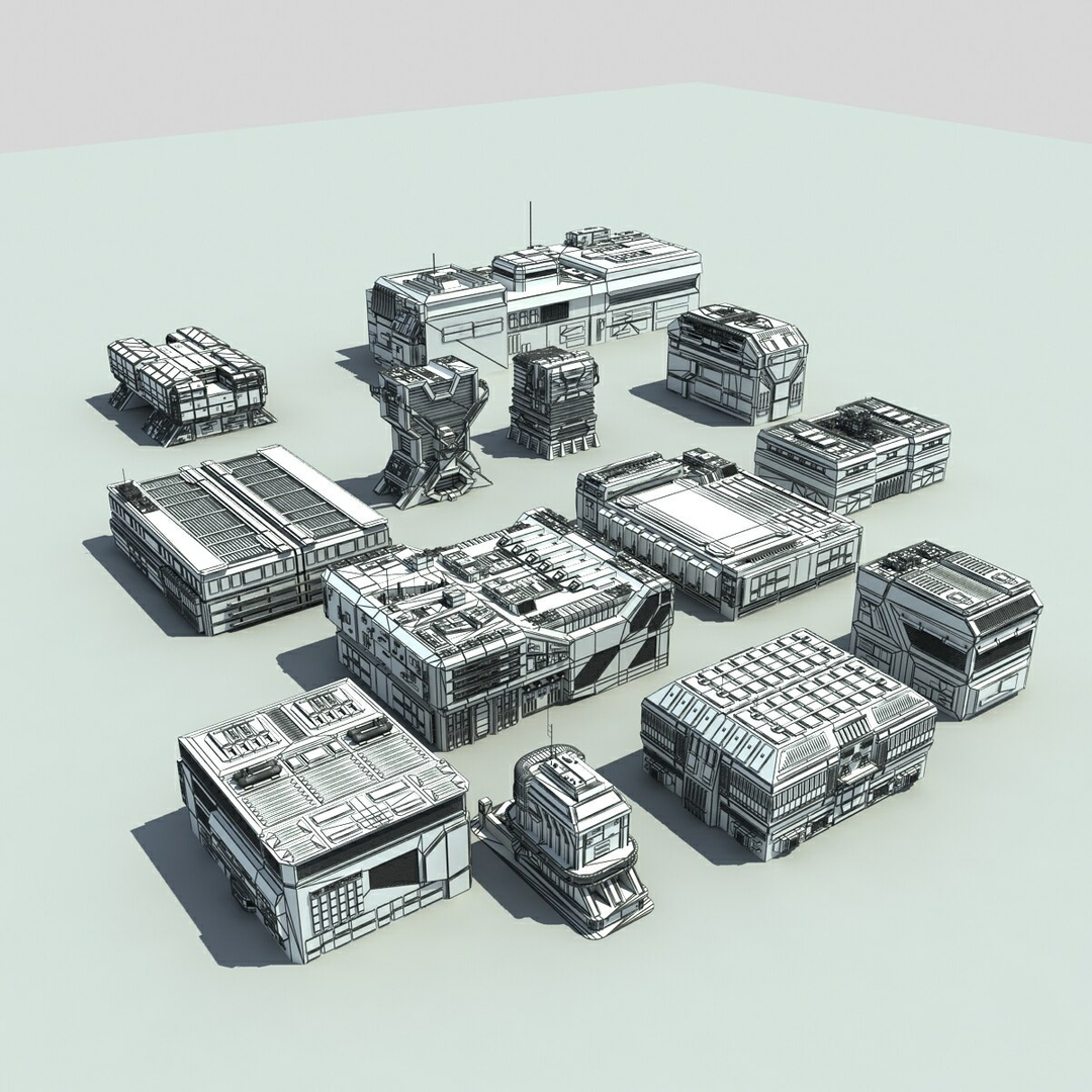 3d model sci fi futuristic city