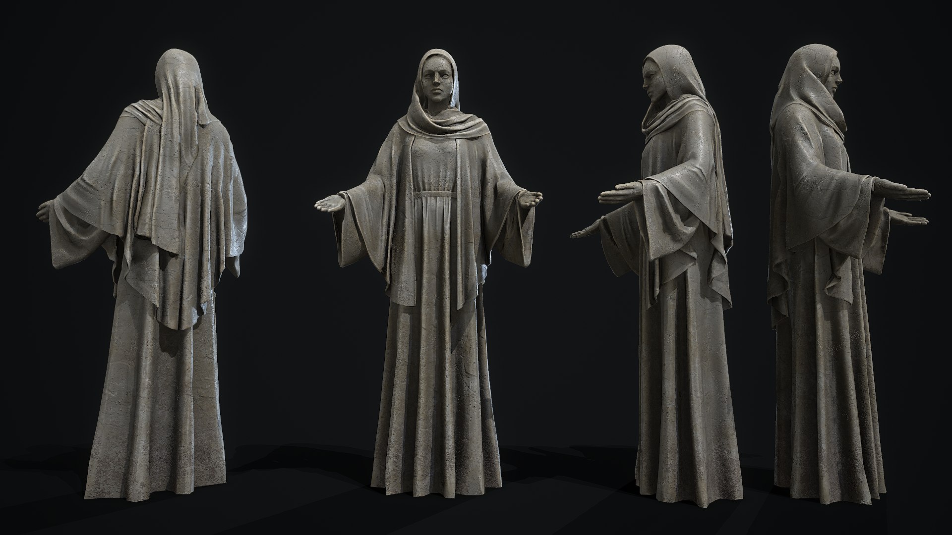 3D Nun Statue Model - TurboSquid 2146610