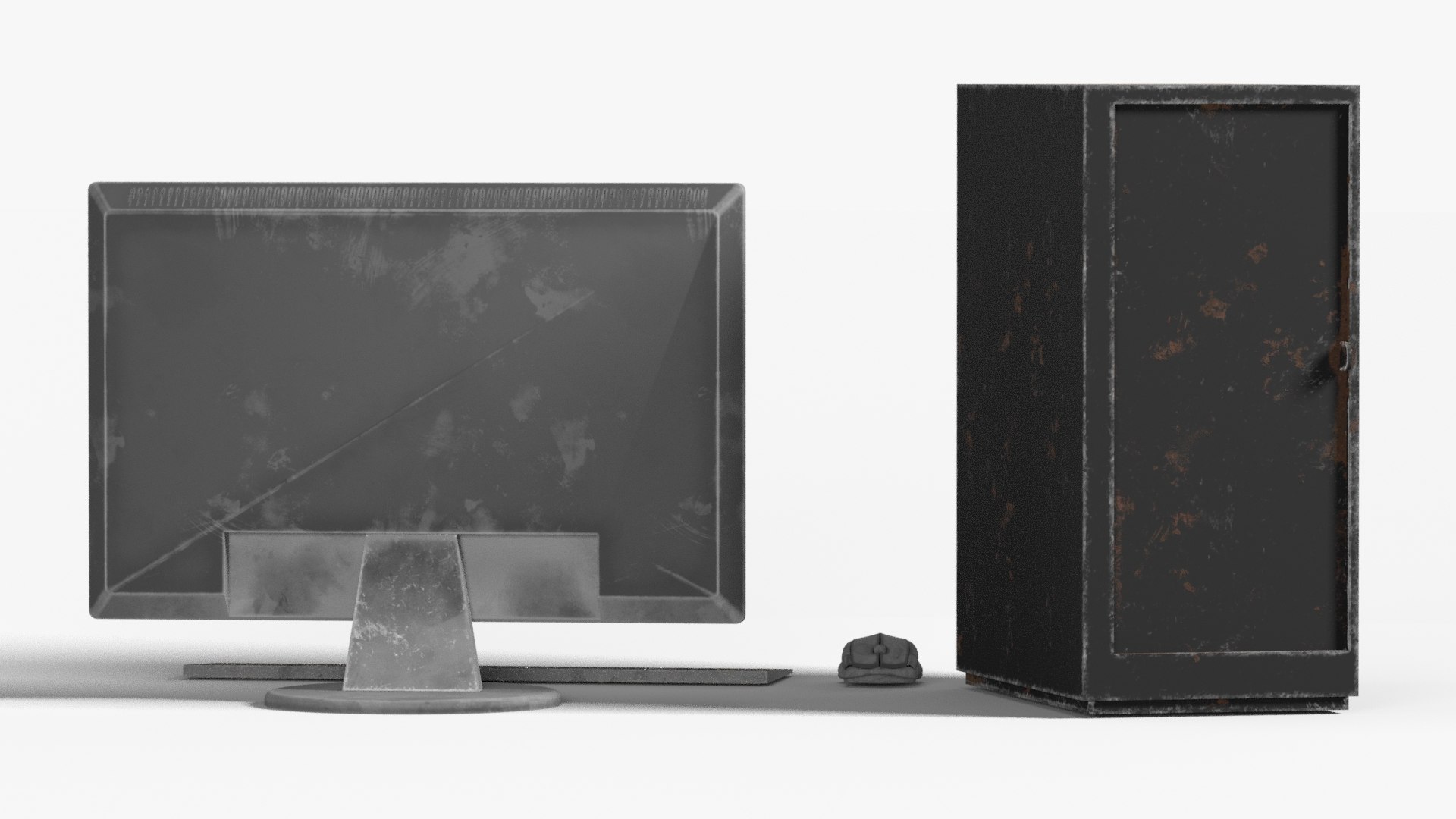 3D model Old Dusty and Rusty desktop computer and monitor - TurboSquid ...