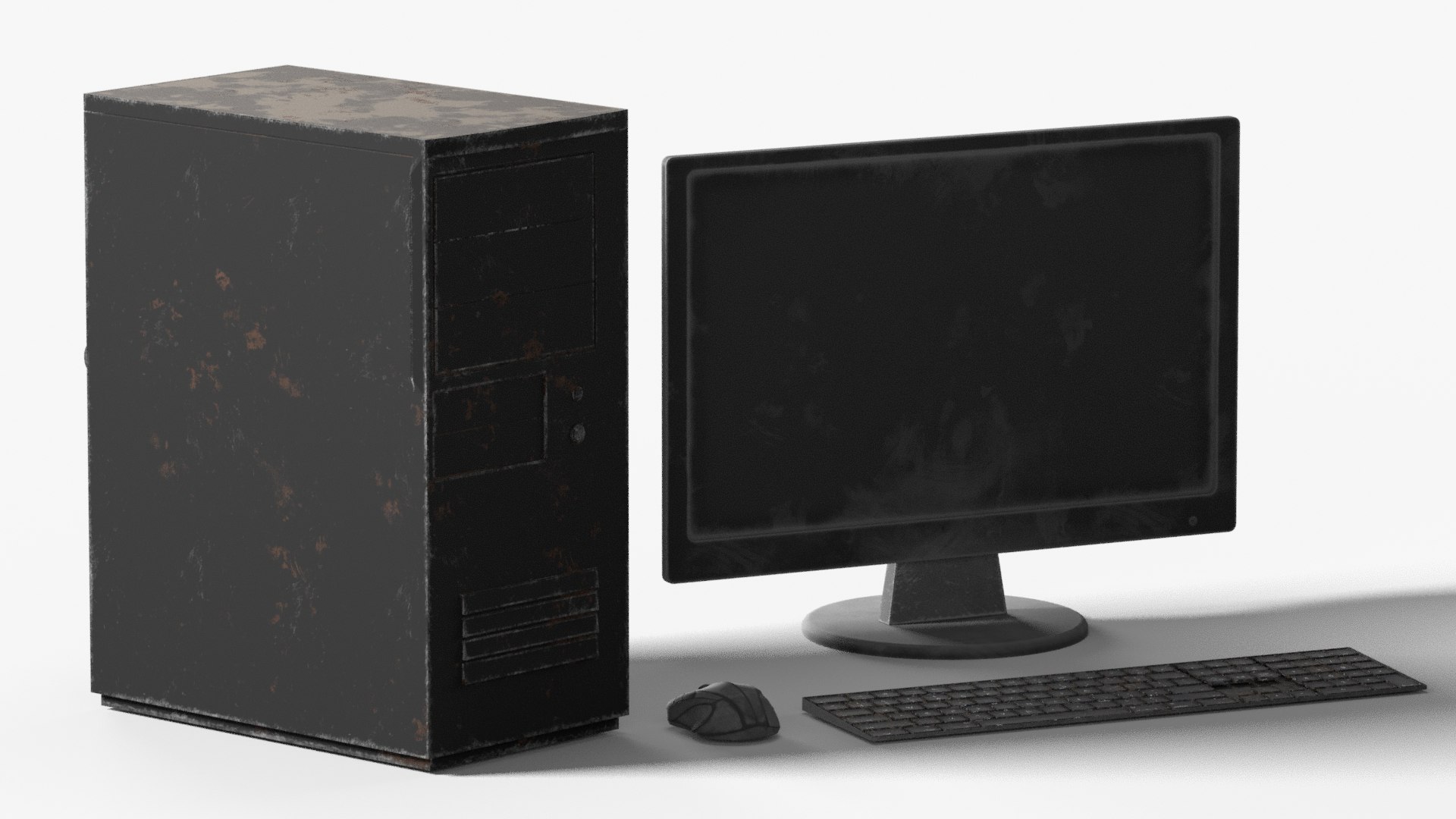 3D model Old Dusty and Rusty desktop computer and monitor - TurboSquid ...
