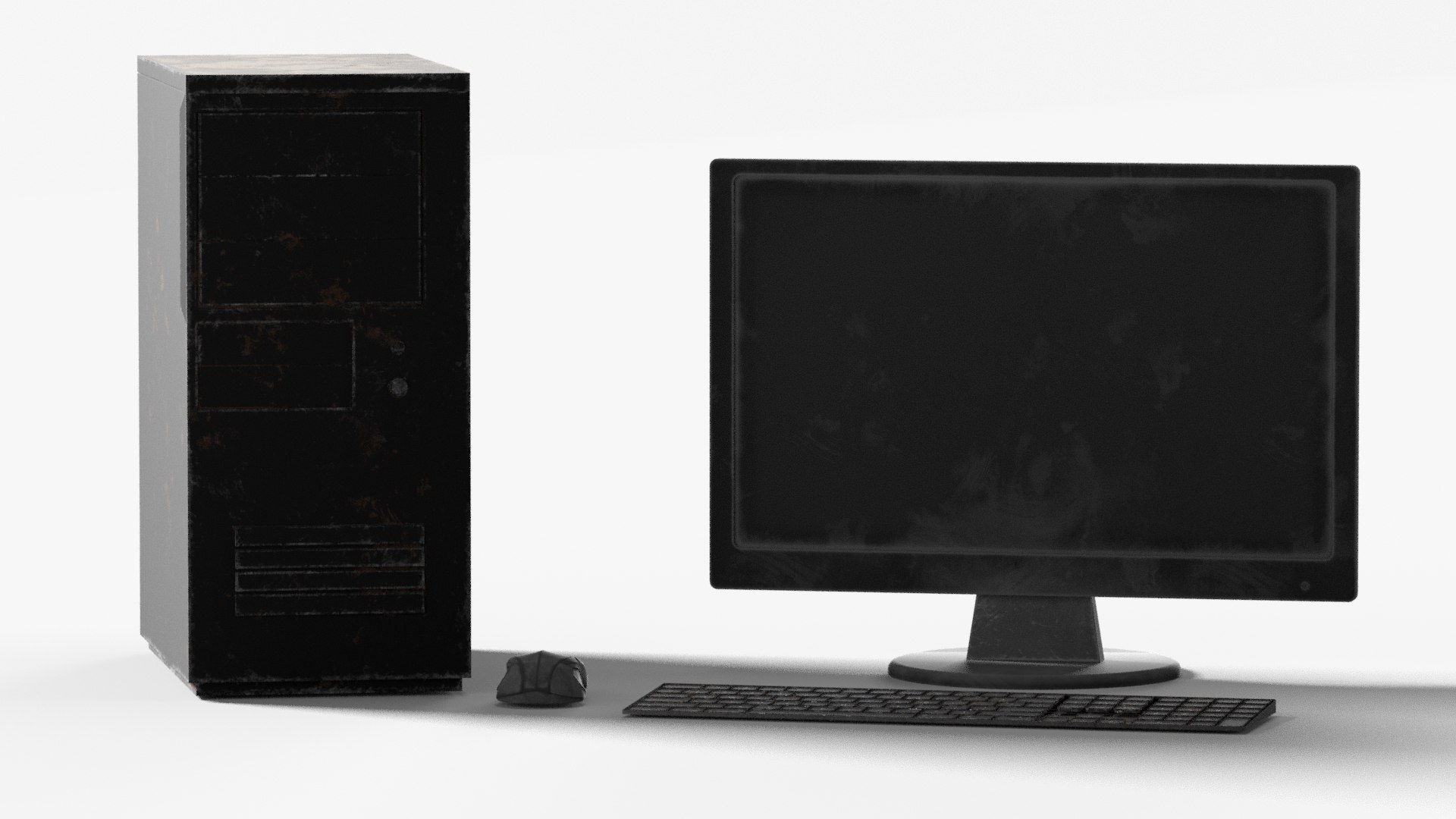 3D model Old Dusty and Rusty desktop computer and monitor - TurboSquid ...