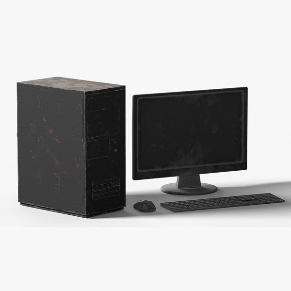 Computador desktop e monitor antigos empoeirados e enferrujados Modelo ...