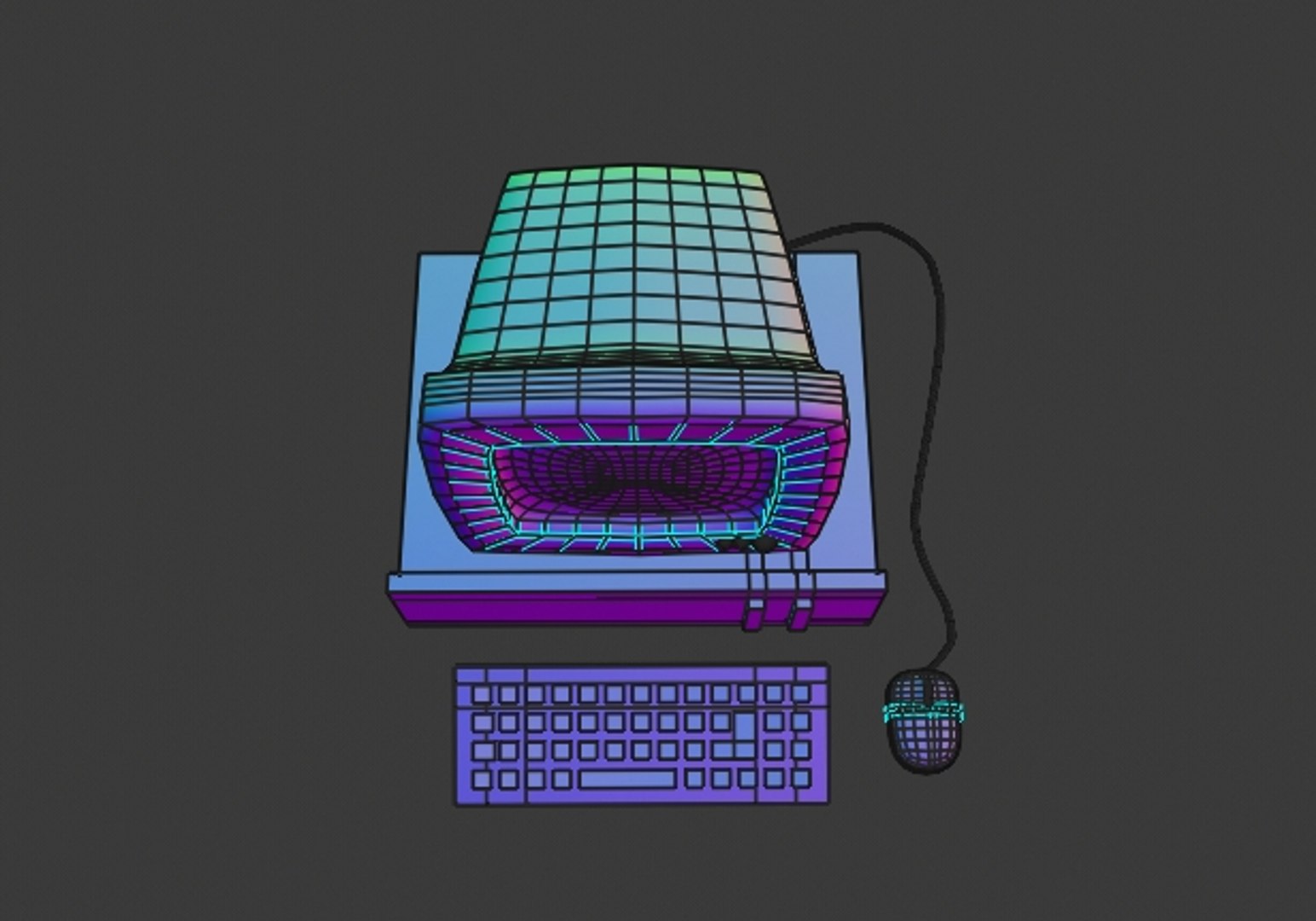 Vaporwave Pc 7 Colours 3D Model - TurboSquid 1545675