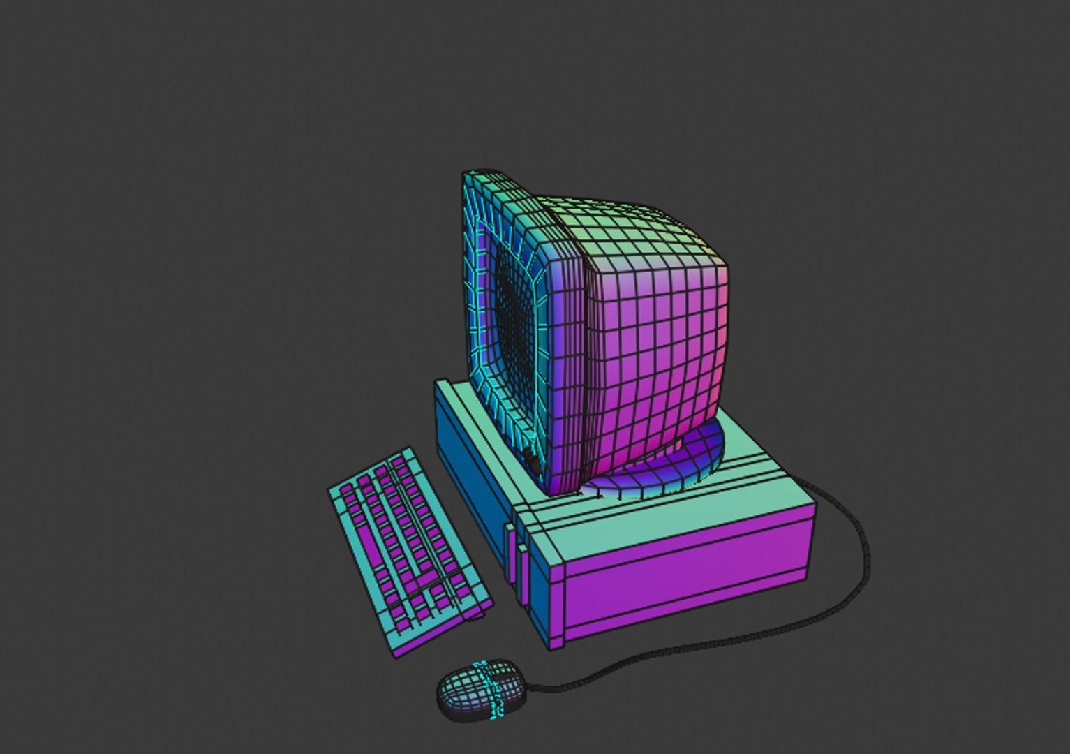 Vaporwave Pc 7 Colours 3D Model - TurboSquid 1545675