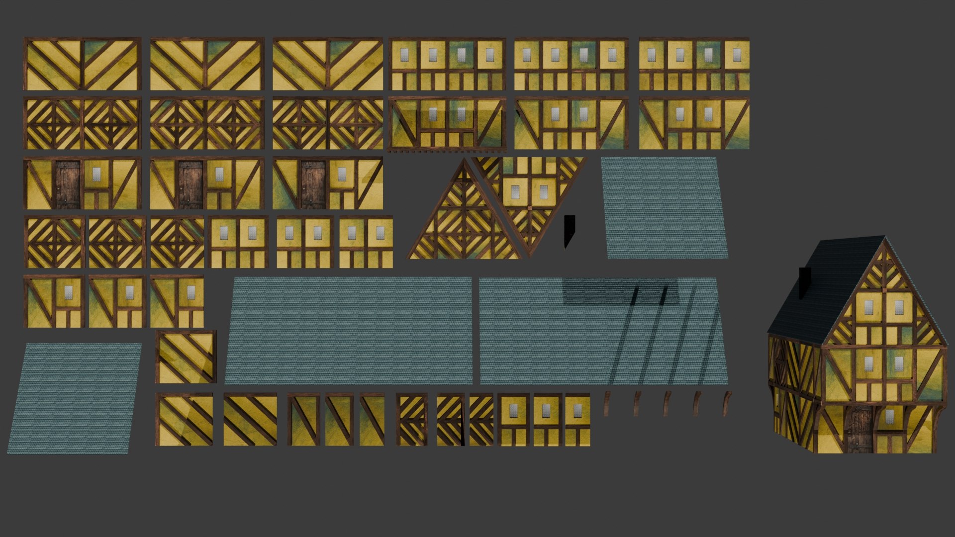 3D Western European Medieval Timber Framed Building Kit BYB Model ...