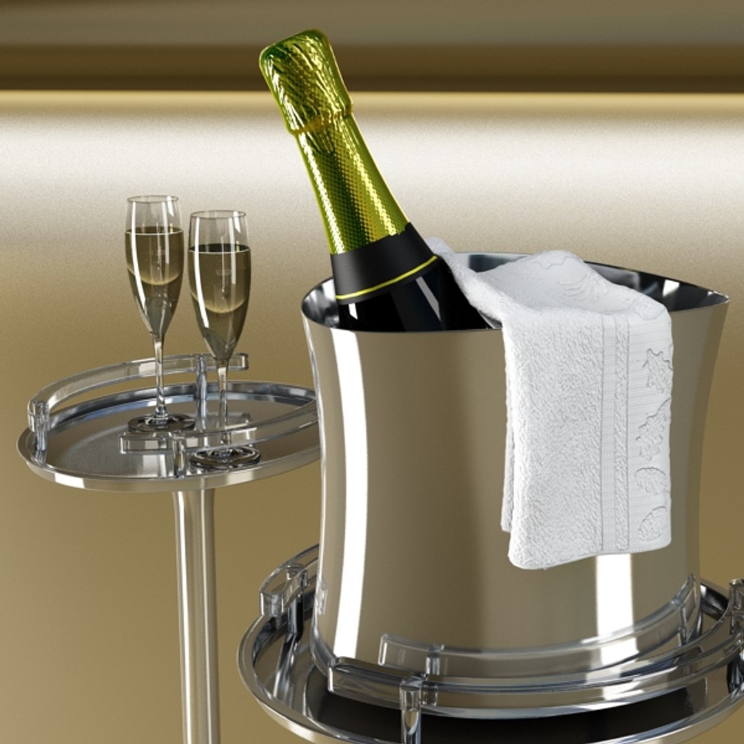 3d model champagne set - bottle