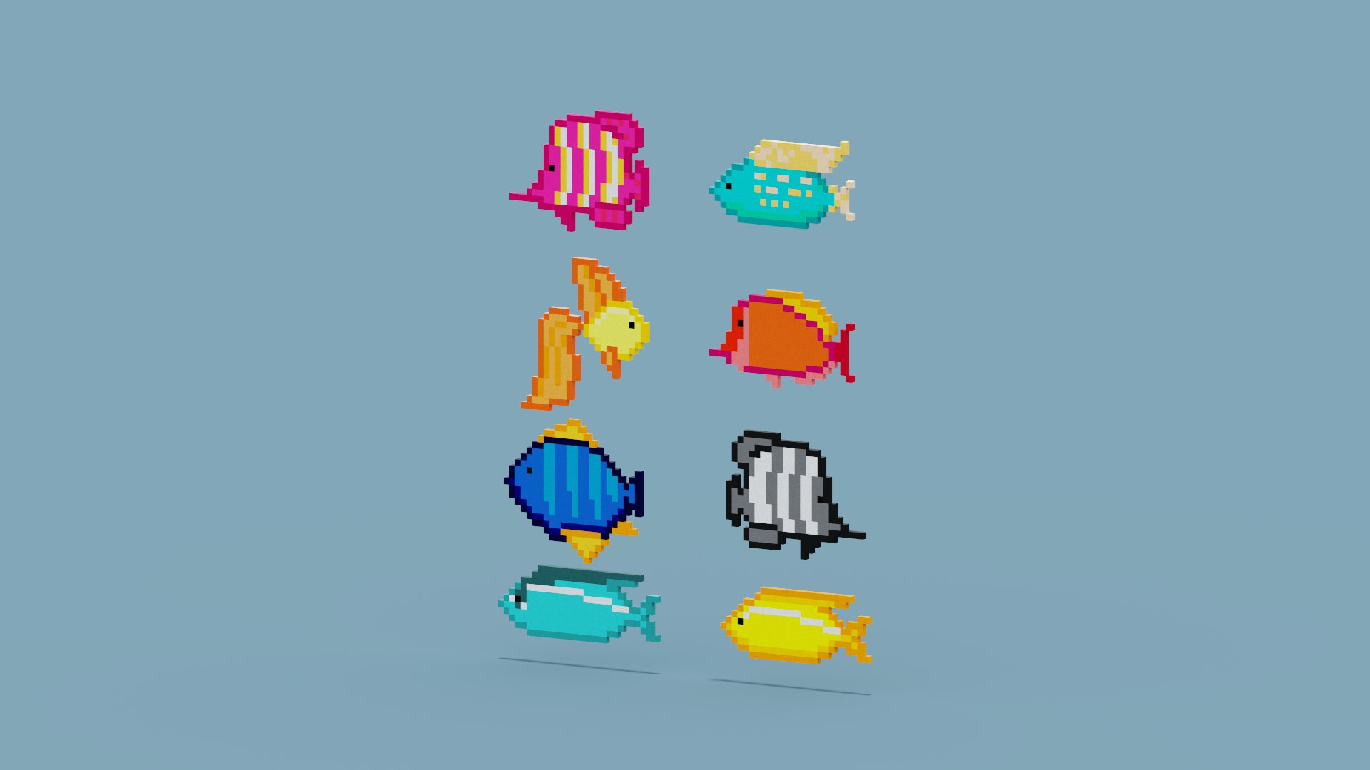 Pixel Fish Collection Model - TurboSquid 1940432