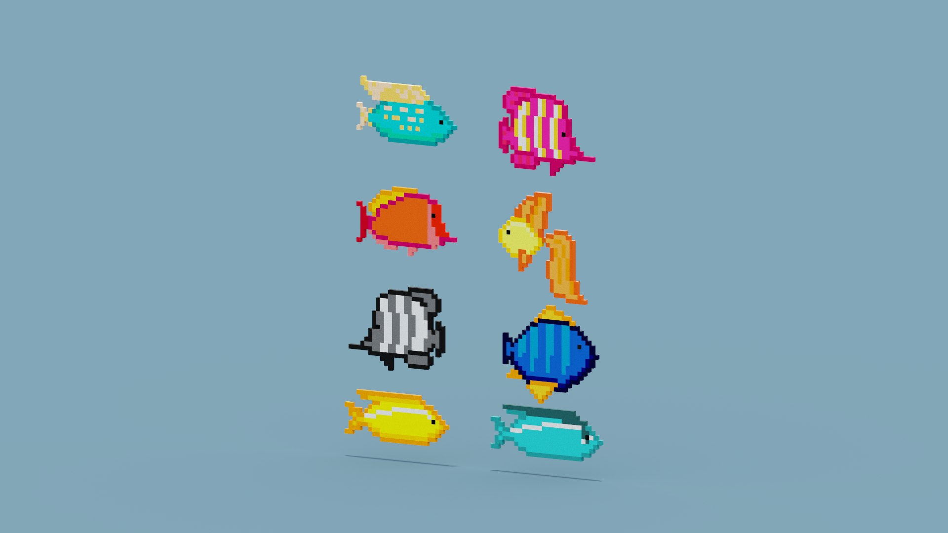 Pixel Fish Collection Model - TurboSquid 1940432