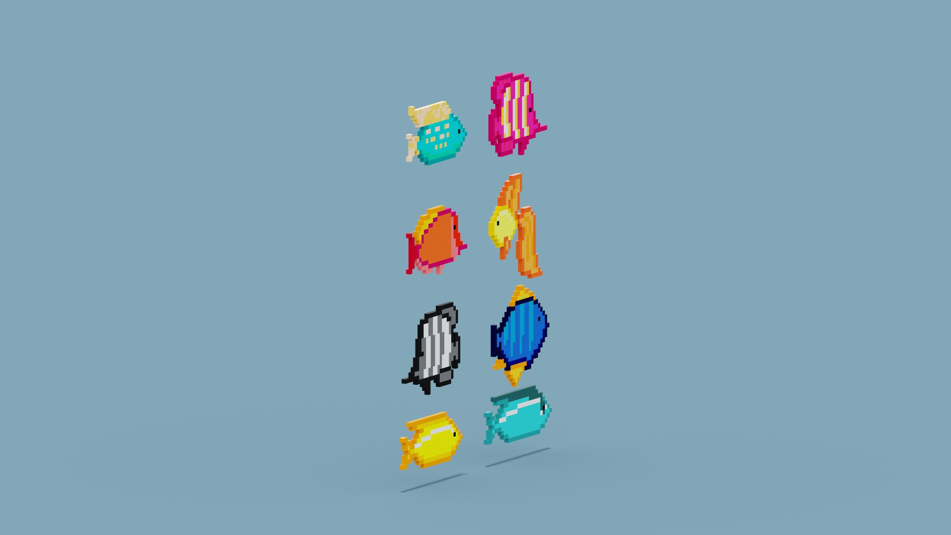 Pixel Fish Collection Model - TurboSquid 1940432