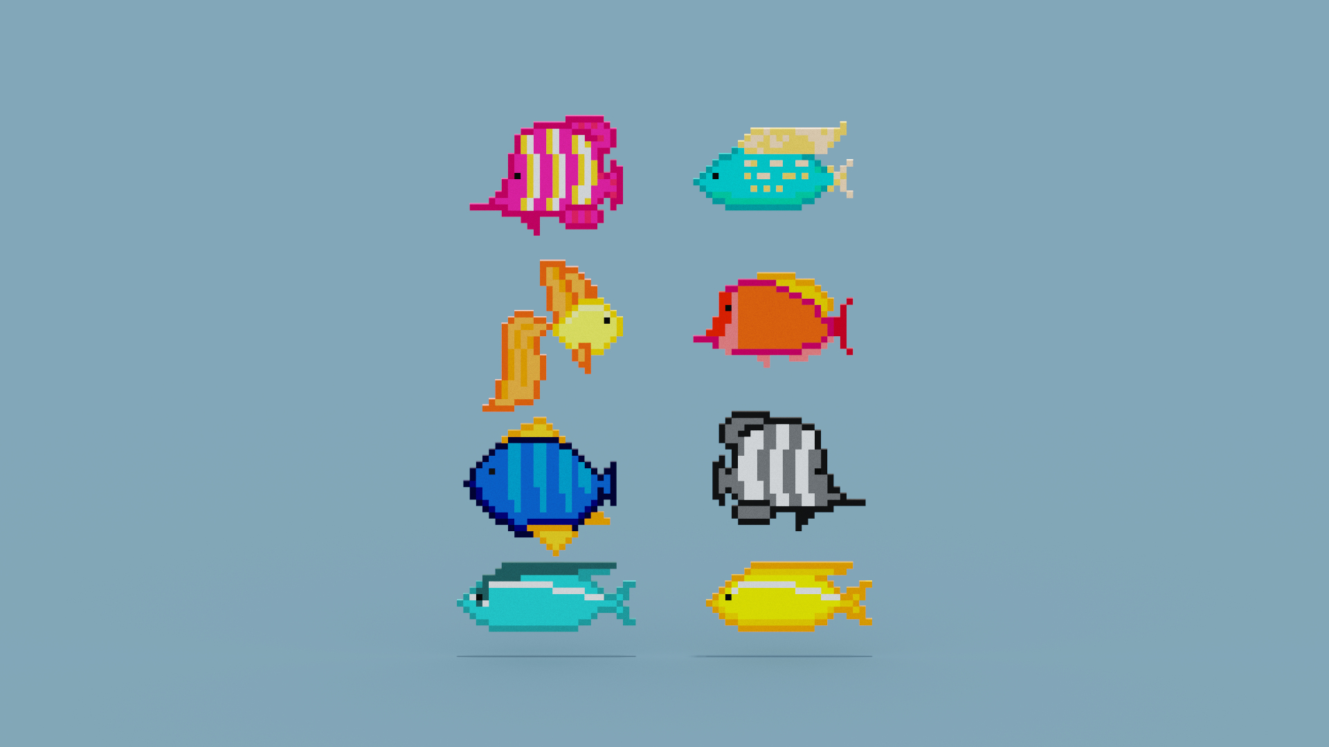 Pixel Fish Collection Model - TurboSquid 1940432