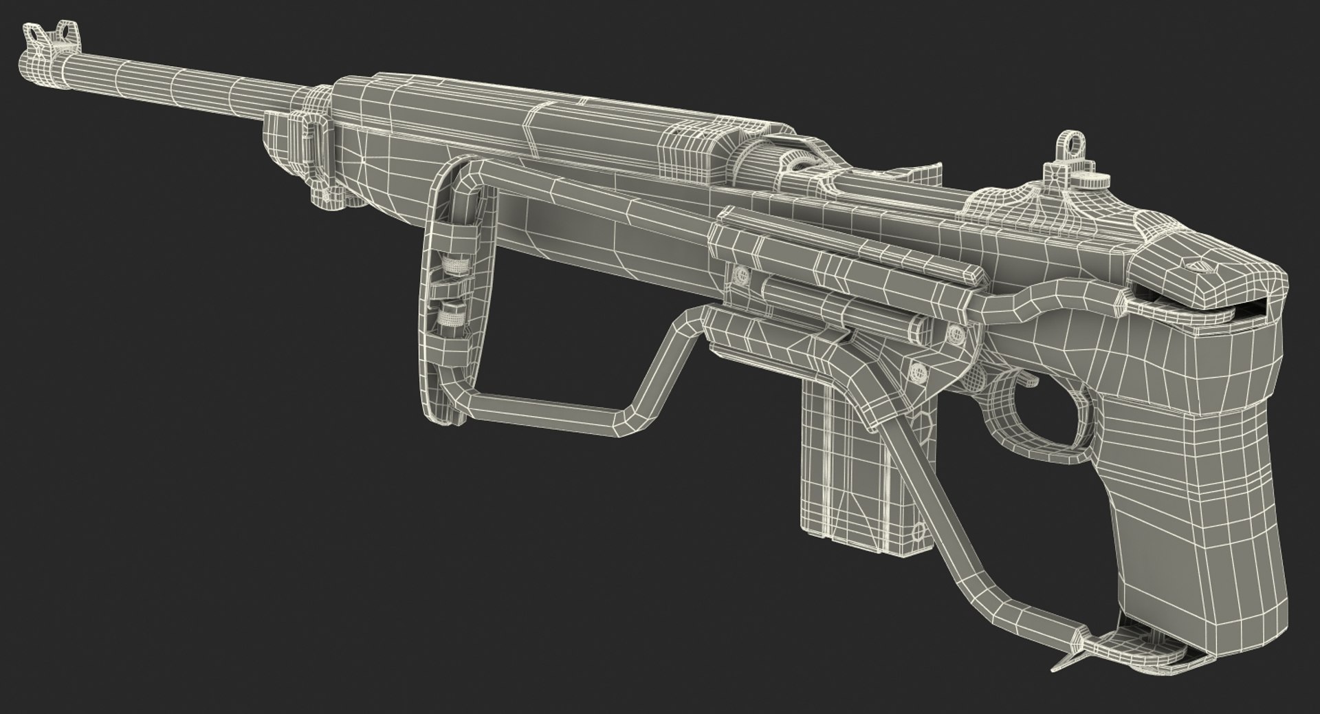 carbine m1a1 folding stock 3d max