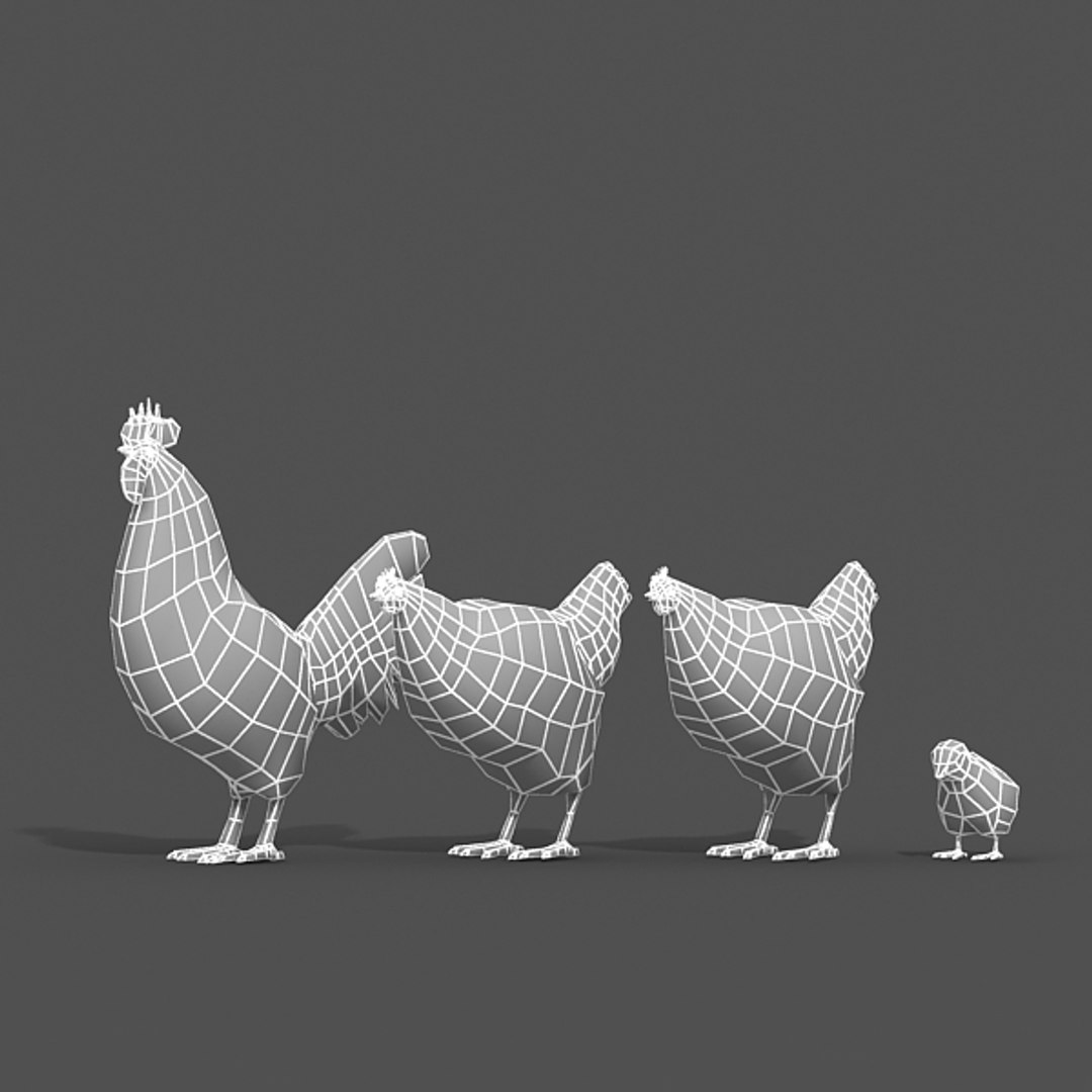 3d Model Chicken Family