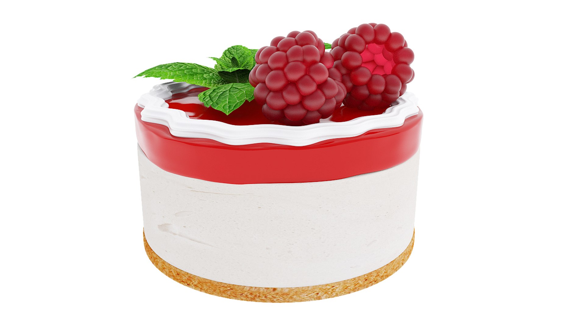 3D Raspberry round cake with jelly model - TurboSquid 1958536