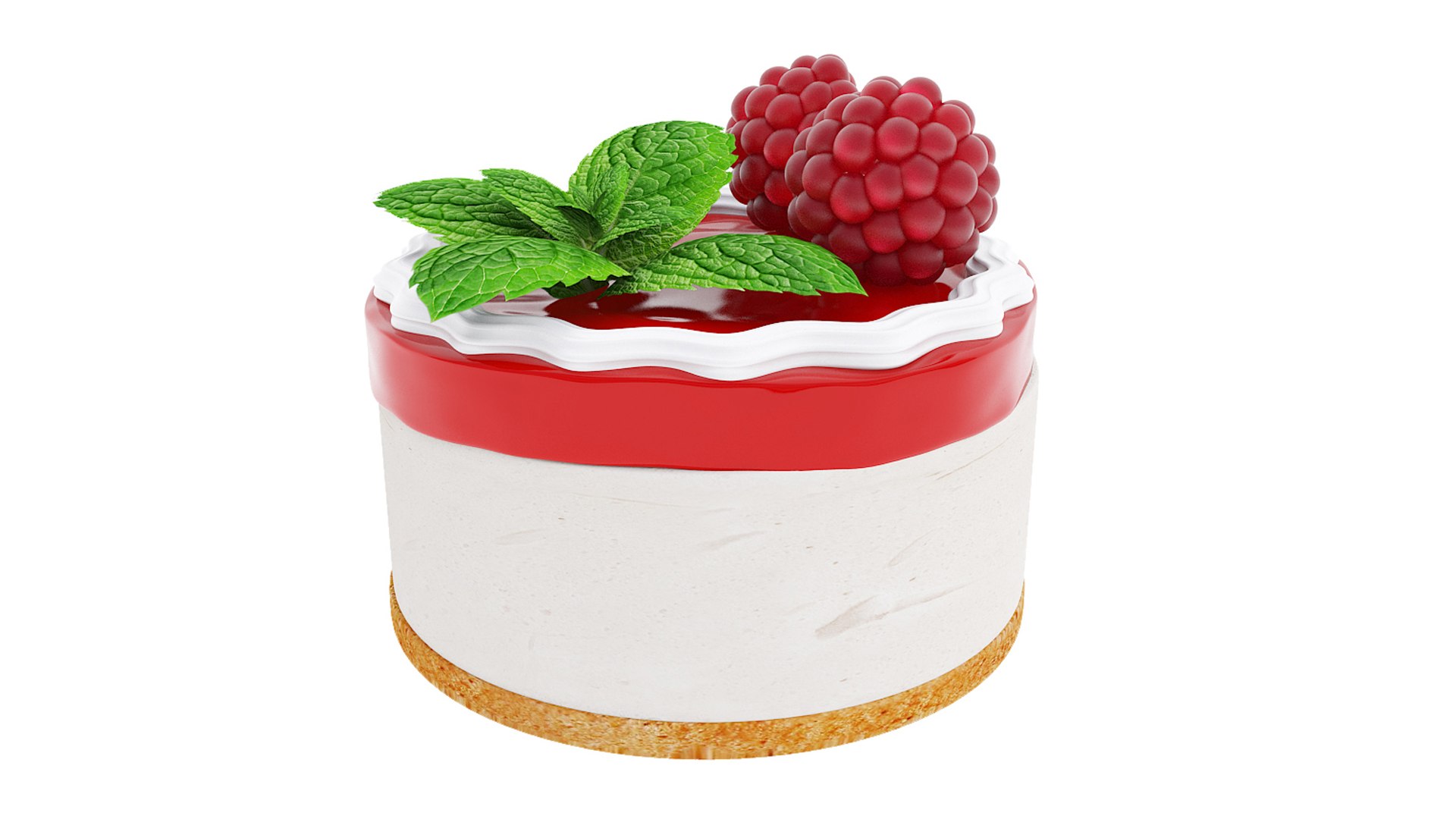 3D Raspberry round cake with jelly model - TurboSquid 1958536