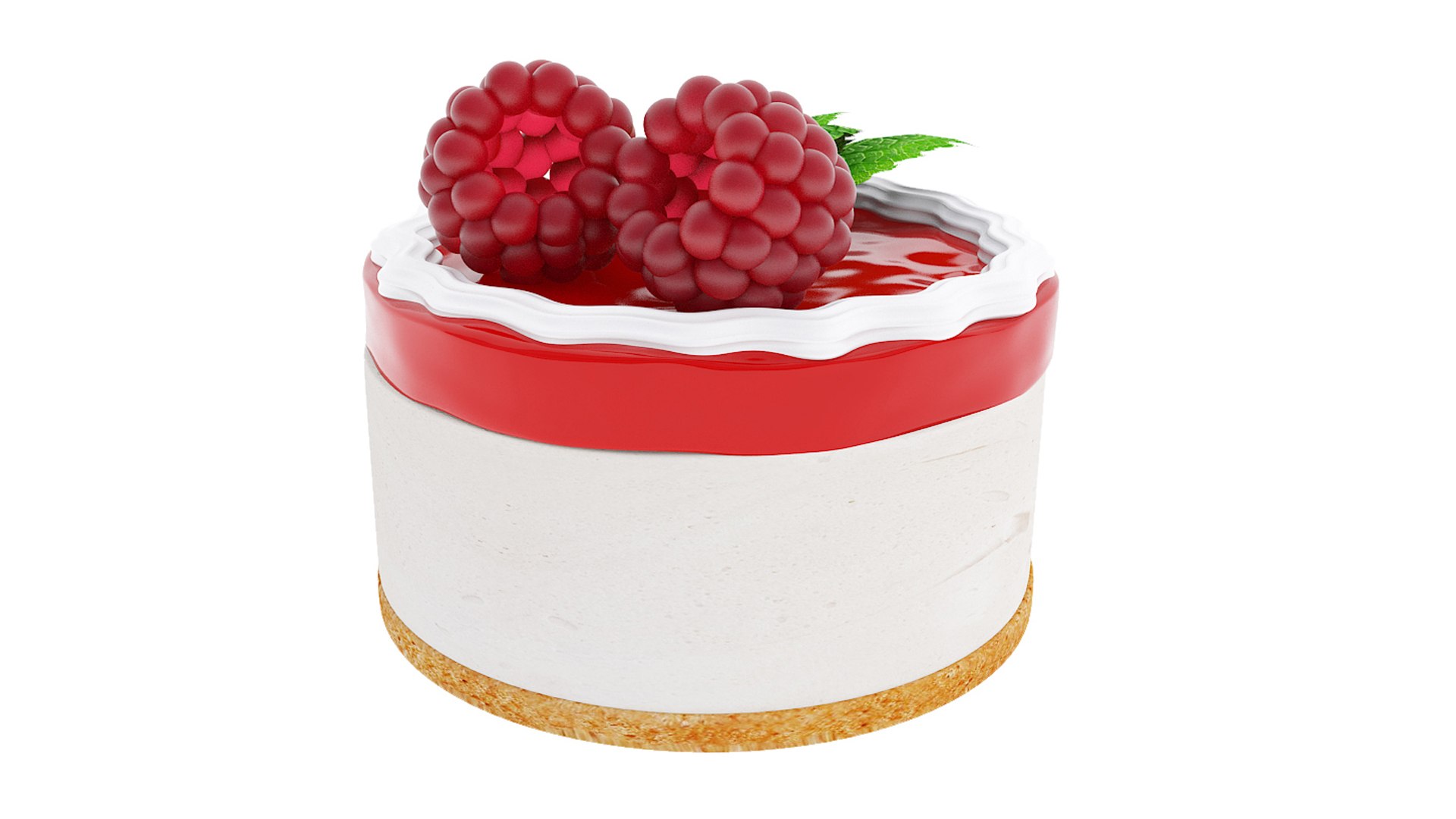 3D Raspberry round cake with jelly model - TurboSquid 1958536