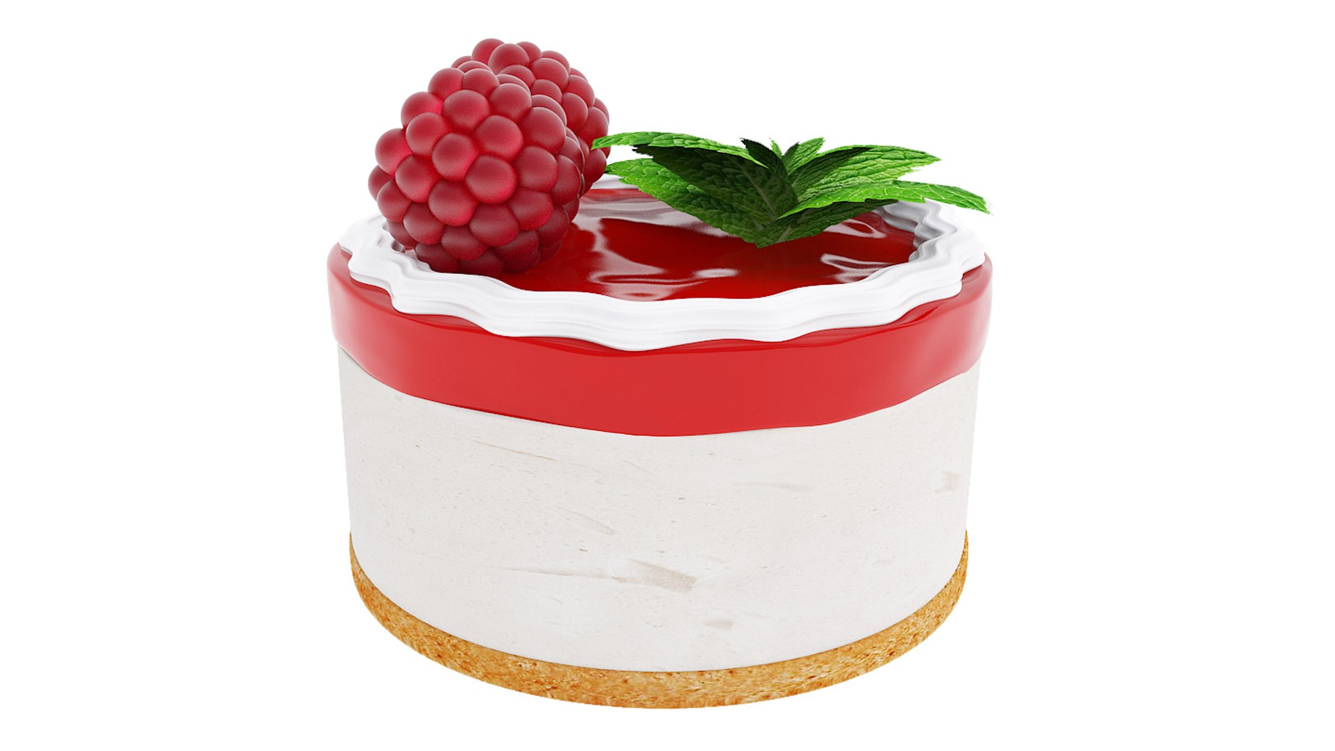 3D Raspberry round cake with jelly model - TurboSquid 1958536