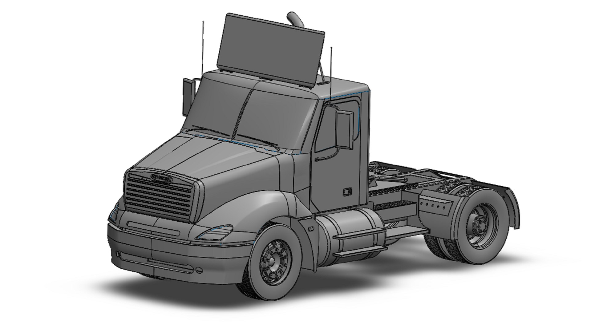 3D Model Columbia 2005 Semi Single Axle Truck - TurboSquid 2185179
