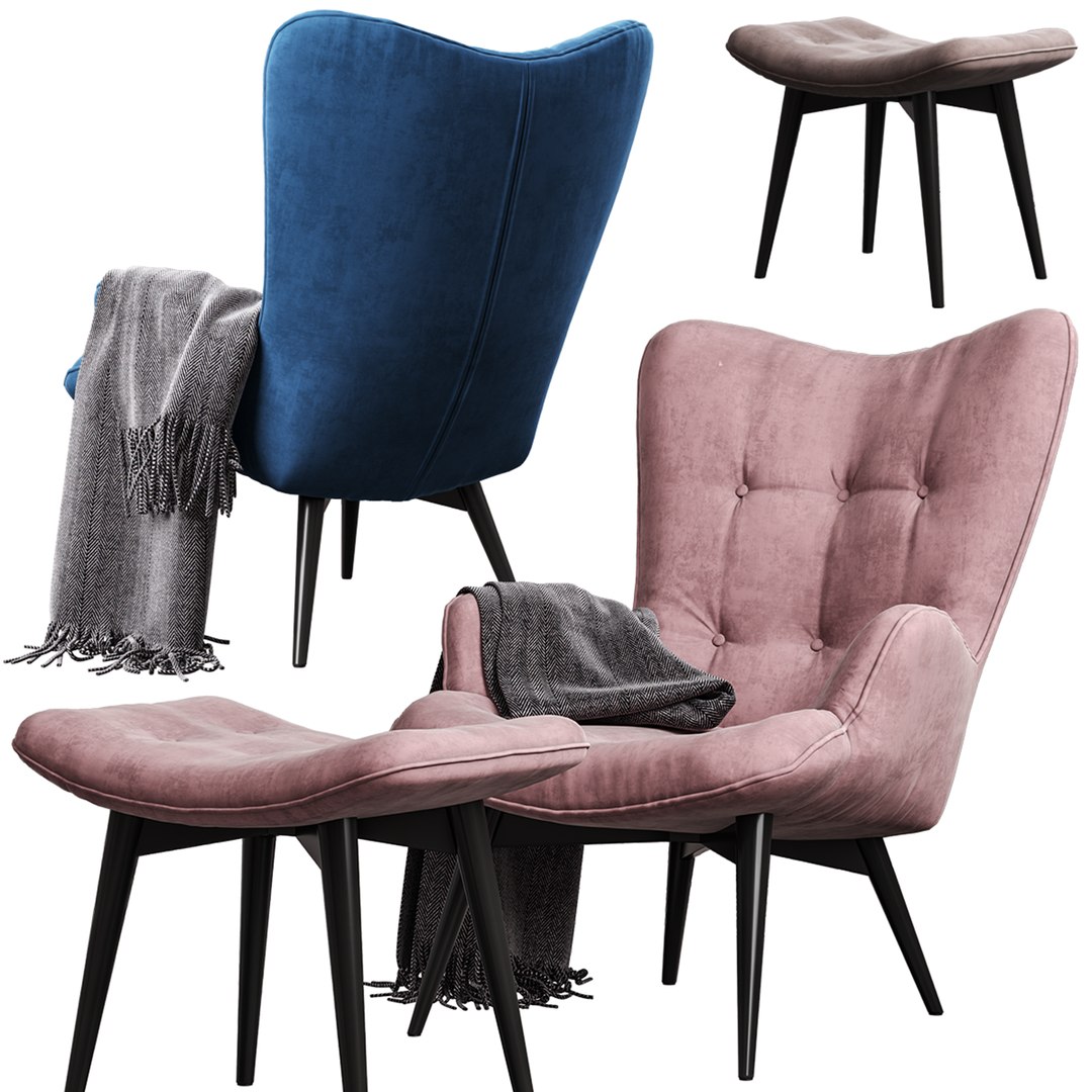 Kare Vicky Chair With Pouf 3D Model - TurboSquid 2061301