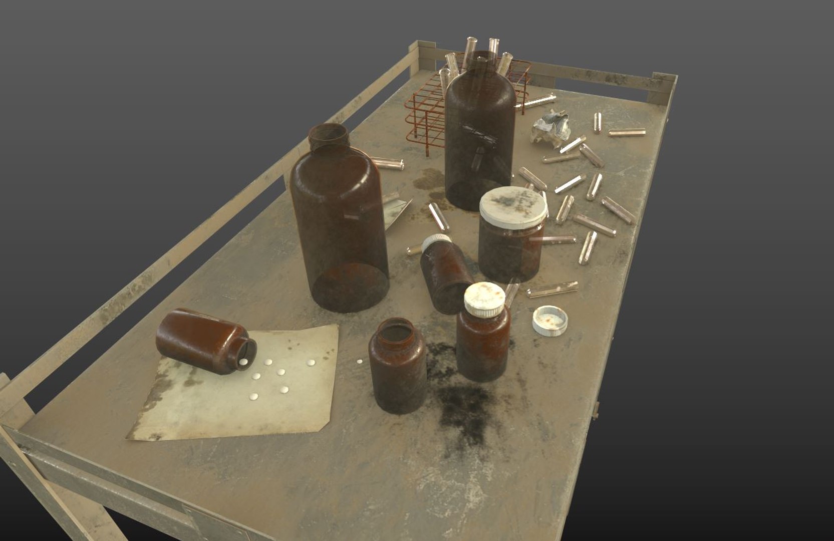 Abandoned Laboratory Cart And Equipments 3D Model - TurboSquid 2093233