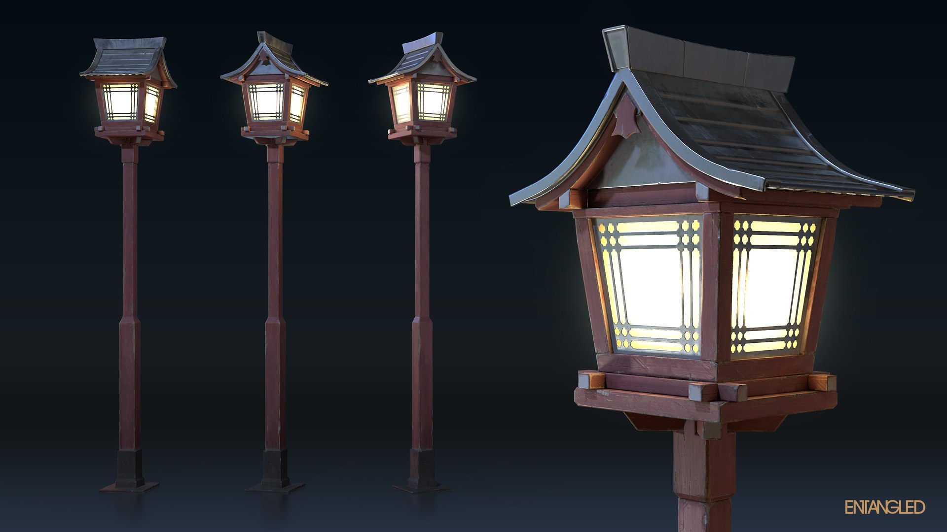 3D Model Asian Street Lights Set - TurboSquid 2295195
