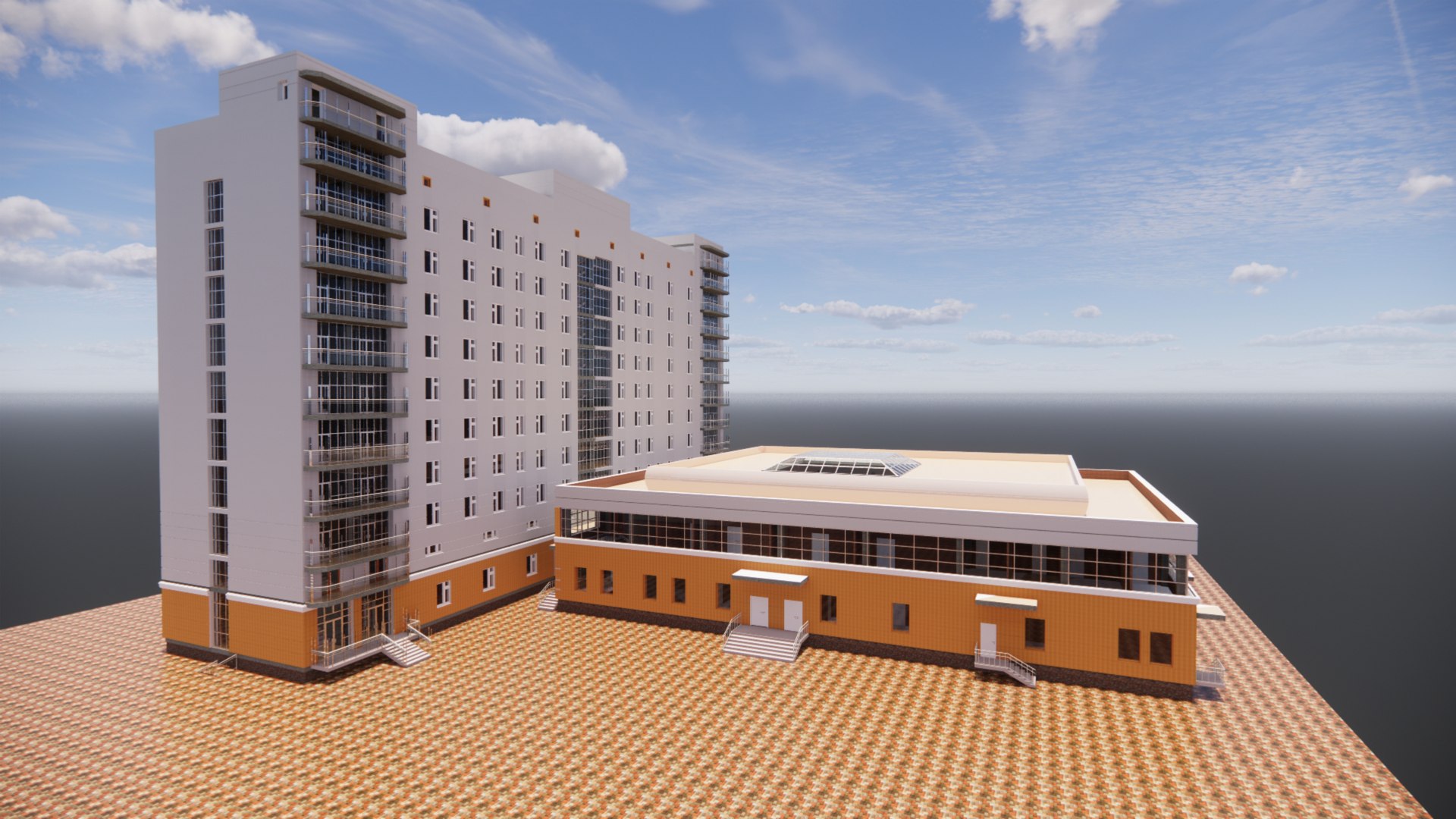 Multi-storey Building 3D Model - TurboSquid 1925969