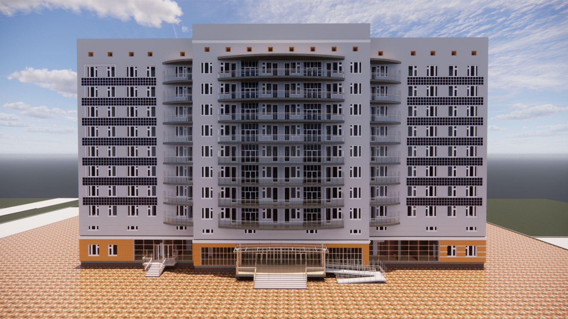 Multi-storey Building 3D Model - TurboSquid 1925969