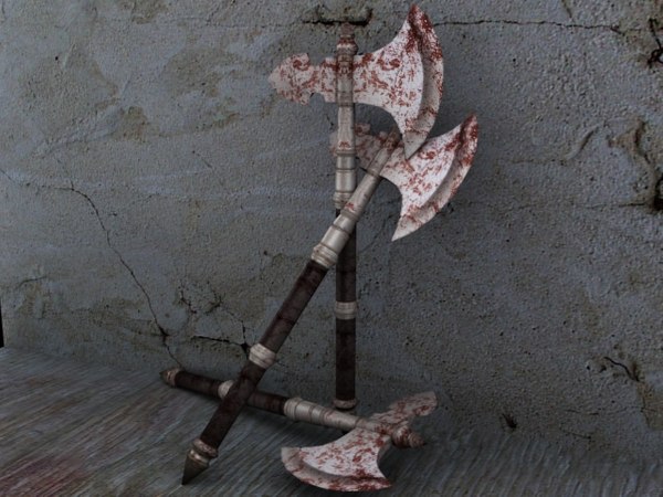 battle axe blood 3d model