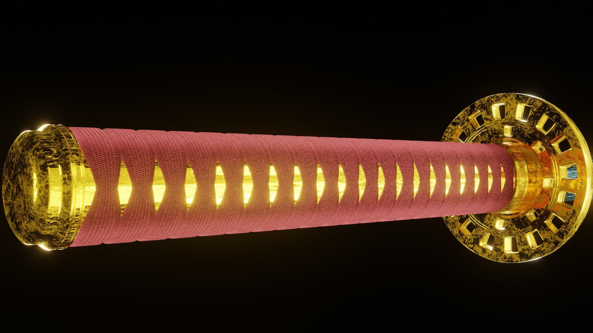 Realistic Golden Handle Katana Sword 3D Model - TurboSquid 1990786