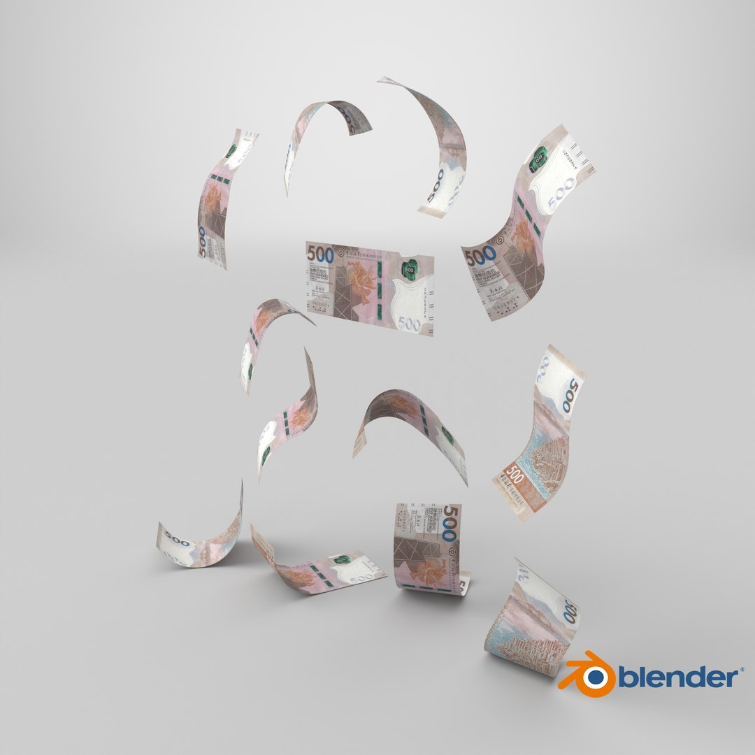 3D HongKong 500 Dollars Falling Notes Model - TurboSquid 2517335