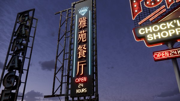 Hong KongAmerican Japanese style shop signs 3D 모델 - TurboSquid 1924730