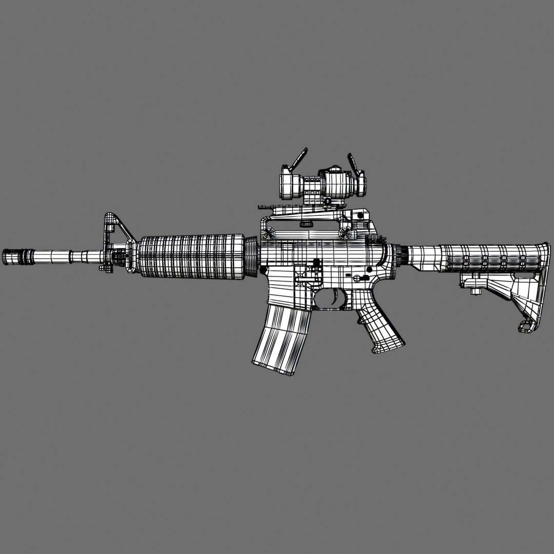 polygonal m4a1 rifle 3d model