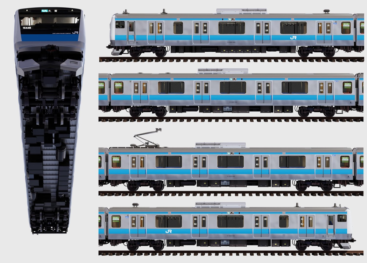 Rigged Train Japanese Locomotive Detailed Interior Exterior Keihin-Tohoku E233 Series 3D Model ...