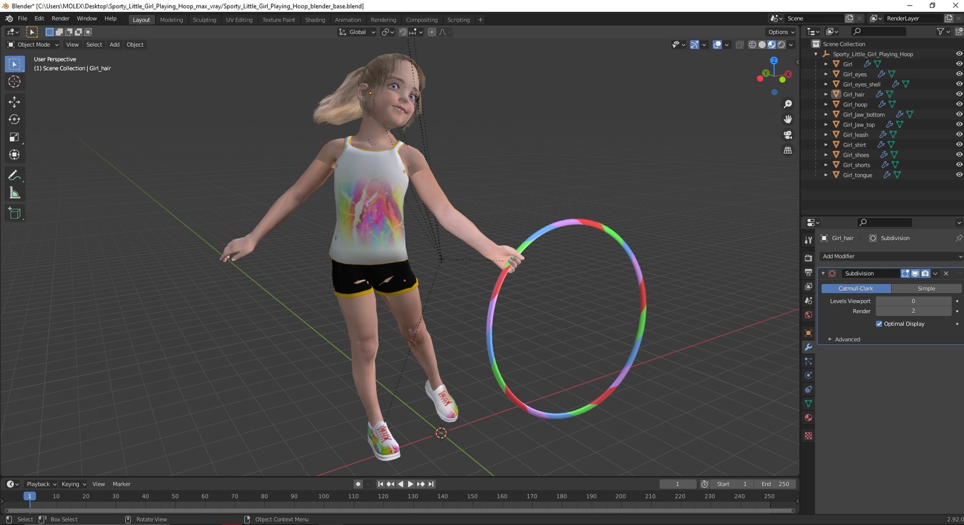 Sporty Little Girl Playing Hoop Model - TurboSquid 2084376