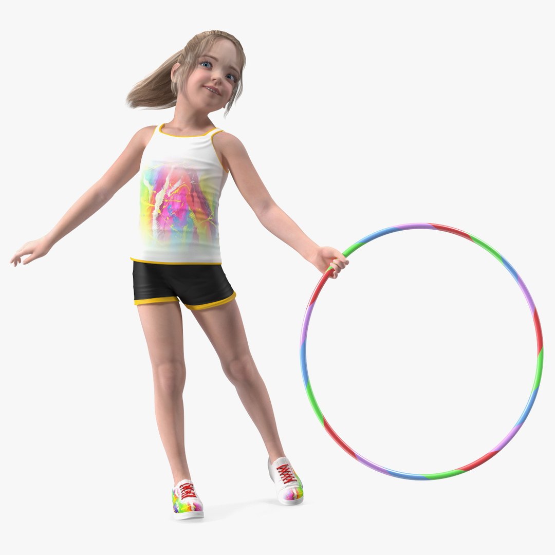 Sporty Little Girl Playing Hoop model - TurboSquid 2084376