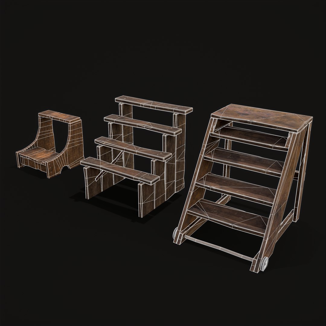 3D Medieval Style Three Ladders - TurboSquid 1937663