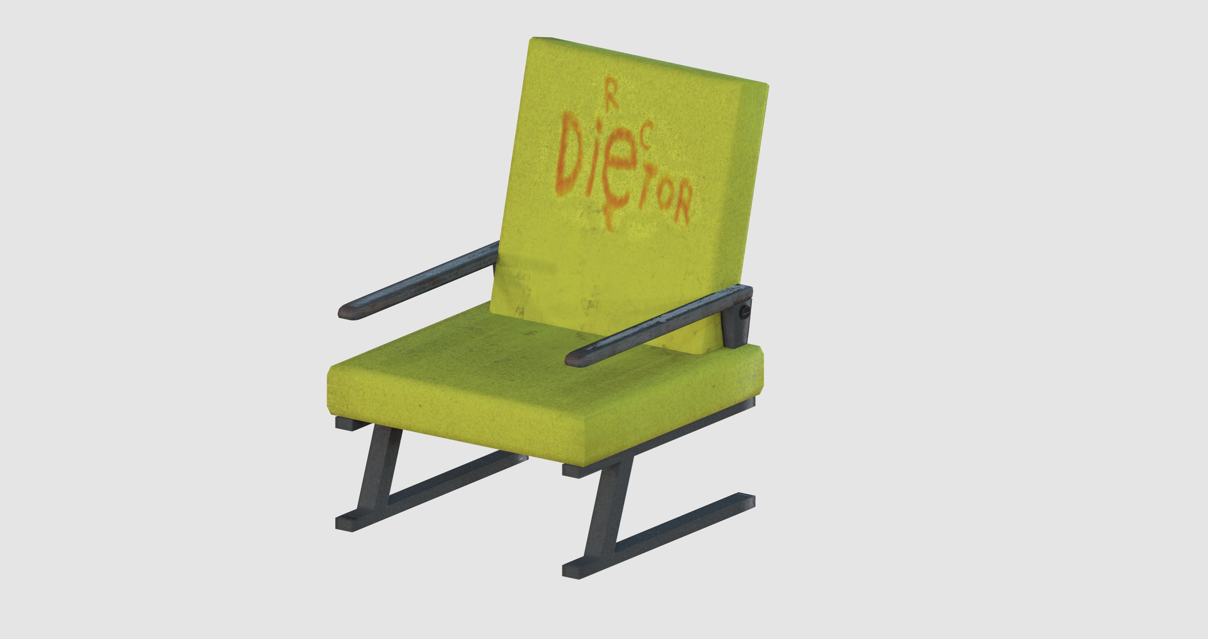 3D Yellow game asset director chair model - TurboSquid 1998294