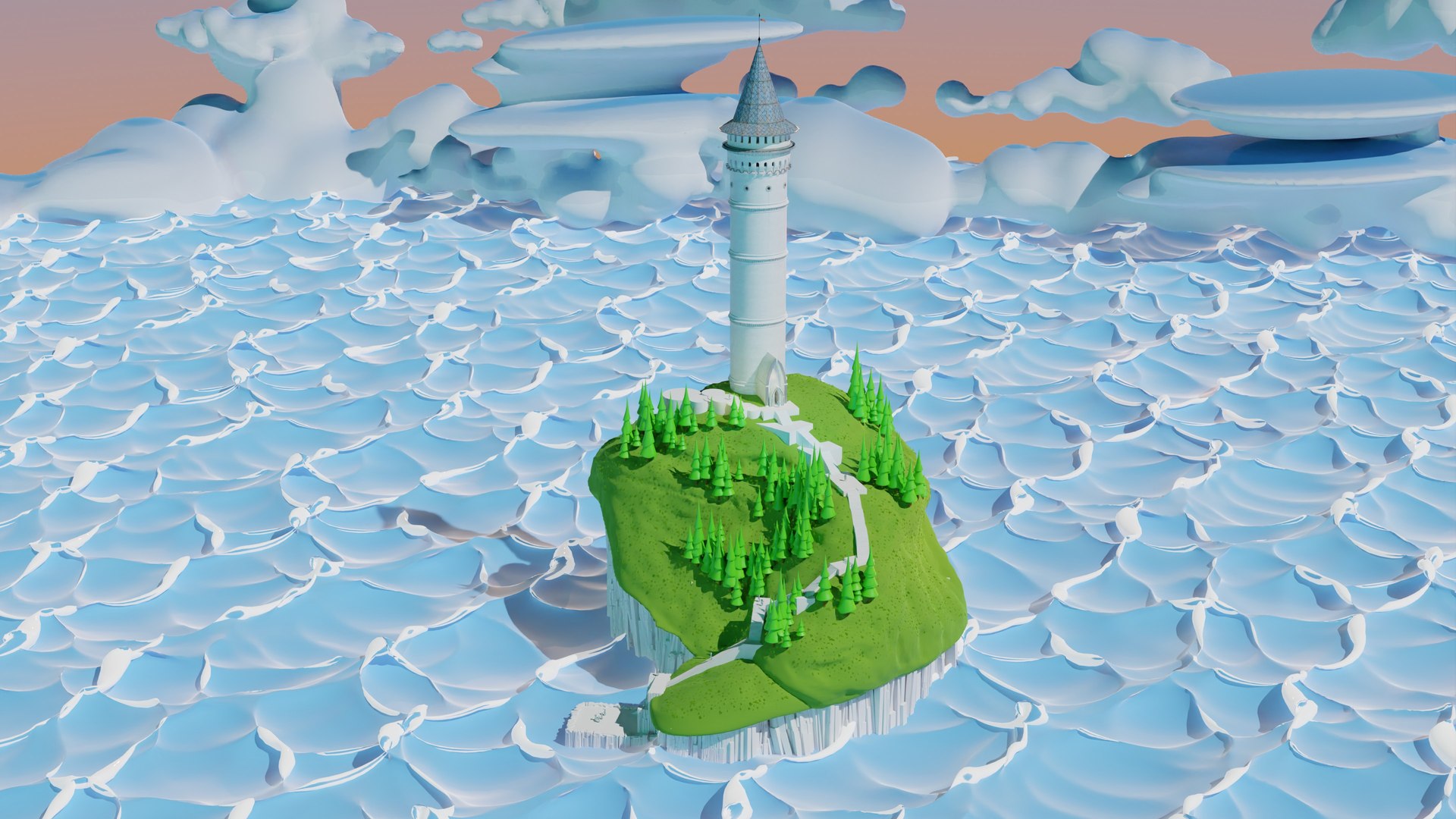 Tower With Scene 3D Model - TurboSquid 2099389