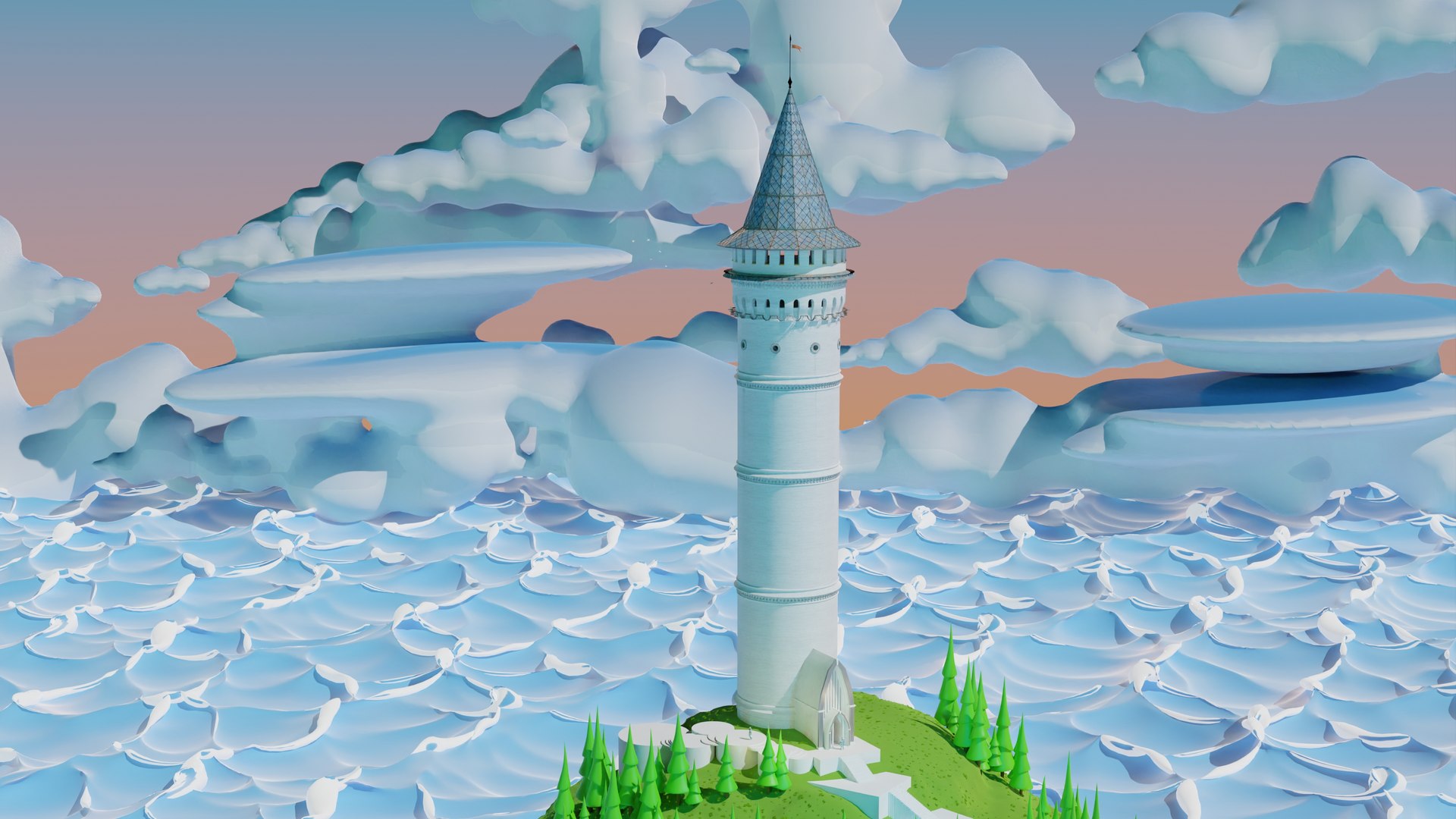 Tower With Scene 3D Model - TurboSquid 2099389