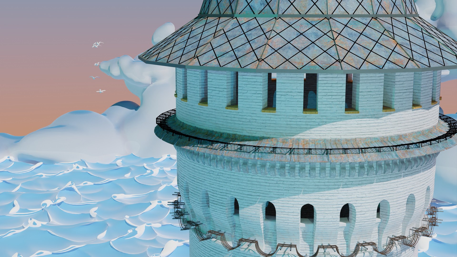 Tower With Scene 3D Model - TurboSquid 2099389