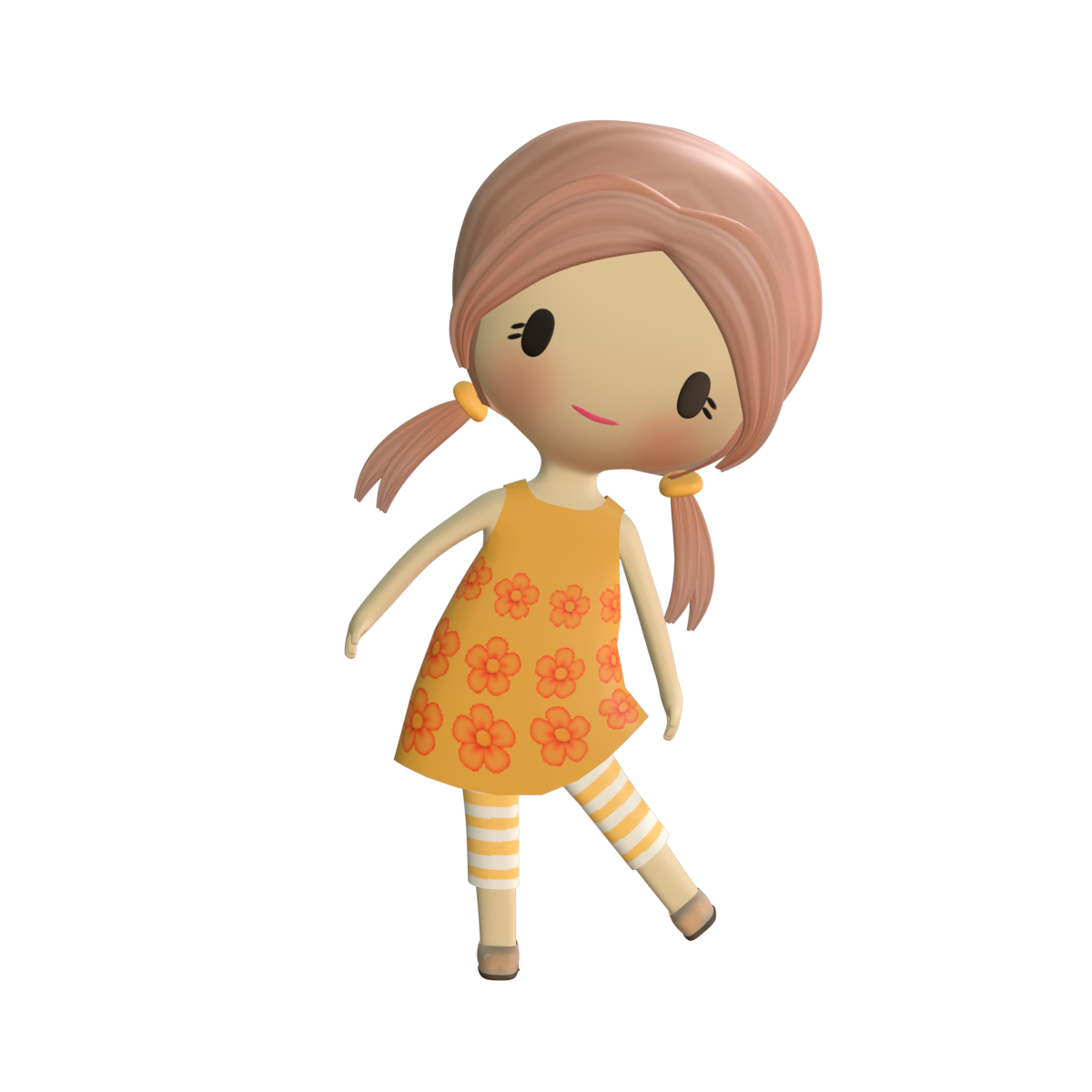 modelo 3d Modelo 3D de niña de dibujos animados con plataforma ...