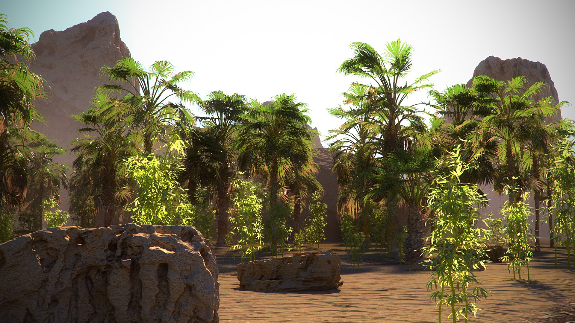 3D Model Oasis Desert - TurboSquid 1507325