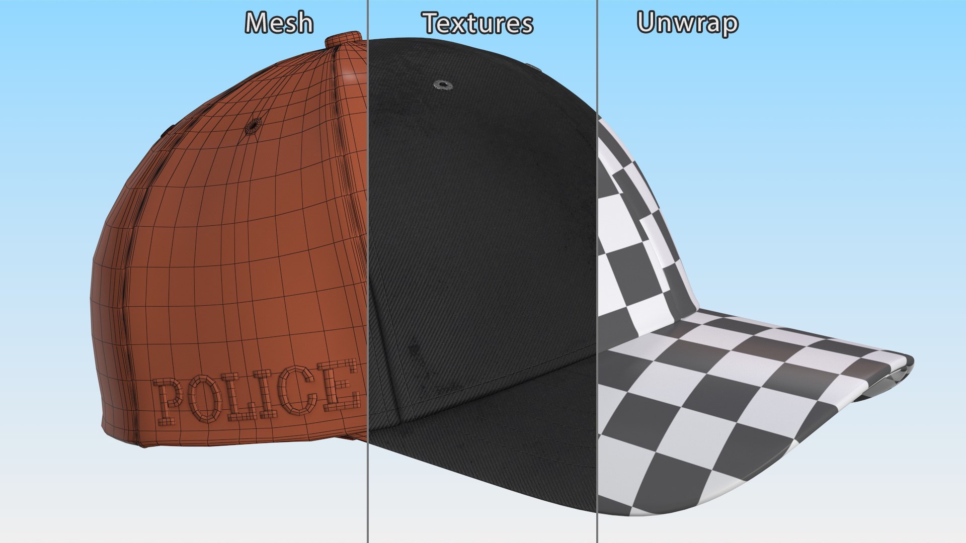 3D Police Baseball Cap - TurboSquid 2230263