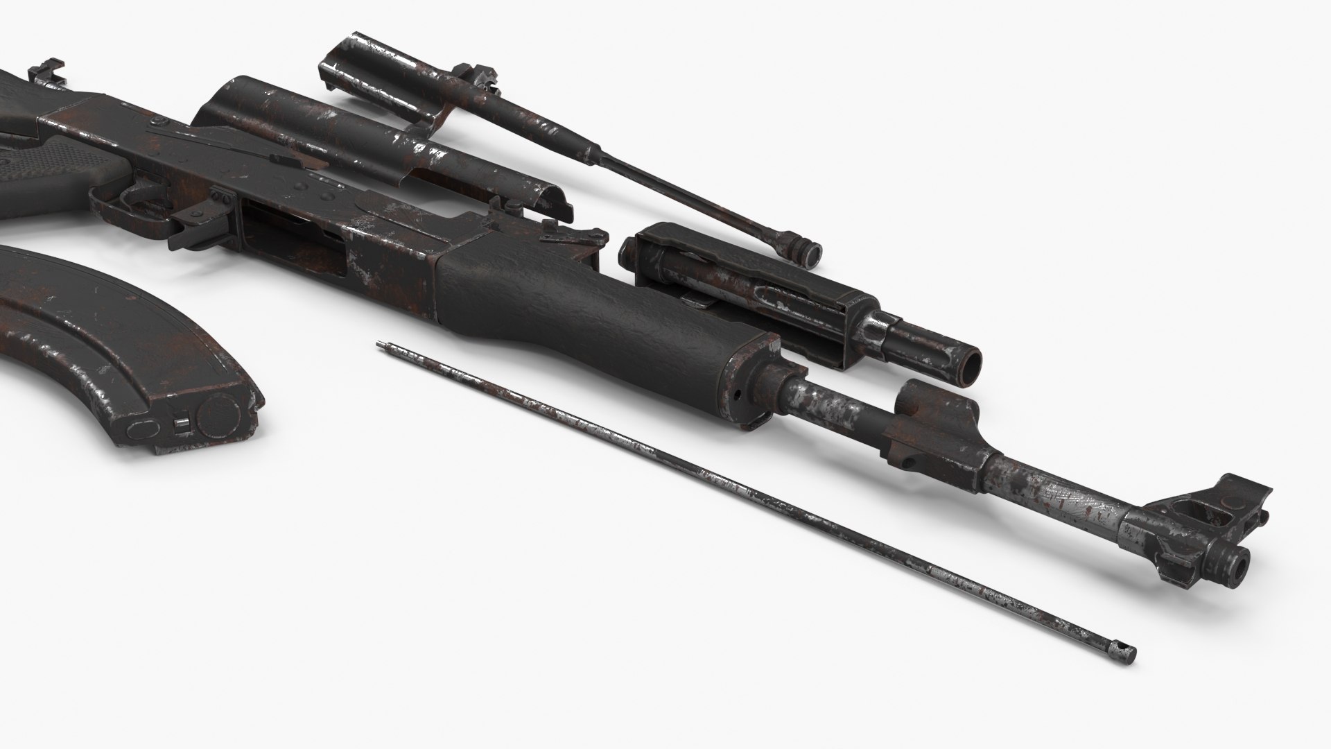 AK 47 Disassembled Rusty 3D Model - TurboSquid 2388735