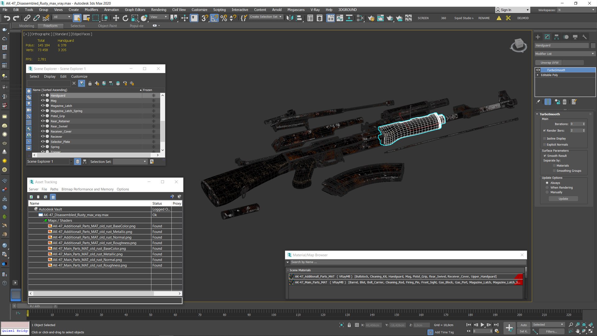 AK 47 Disassembled Rusty 3D Model - TurboSquid 2388735