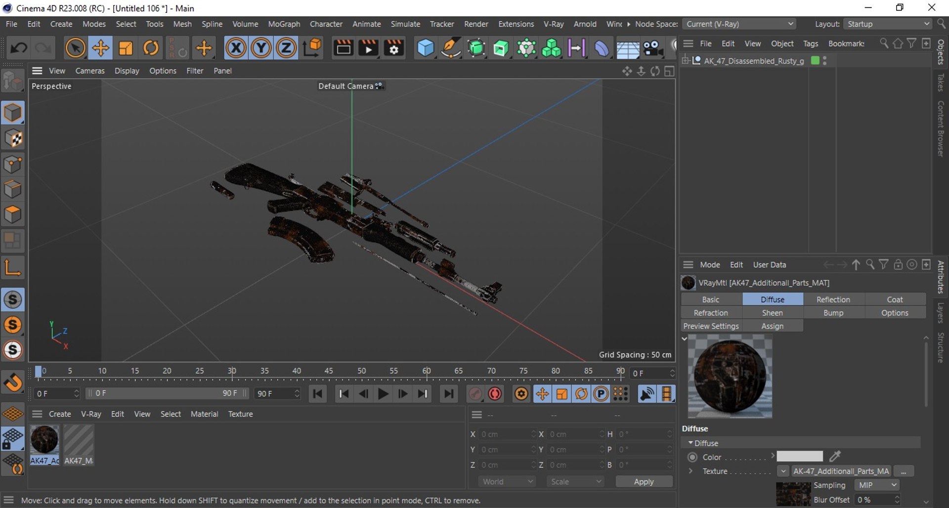 AK 47 Disassembled Rusty 3D Model - TurboSquid 2388735