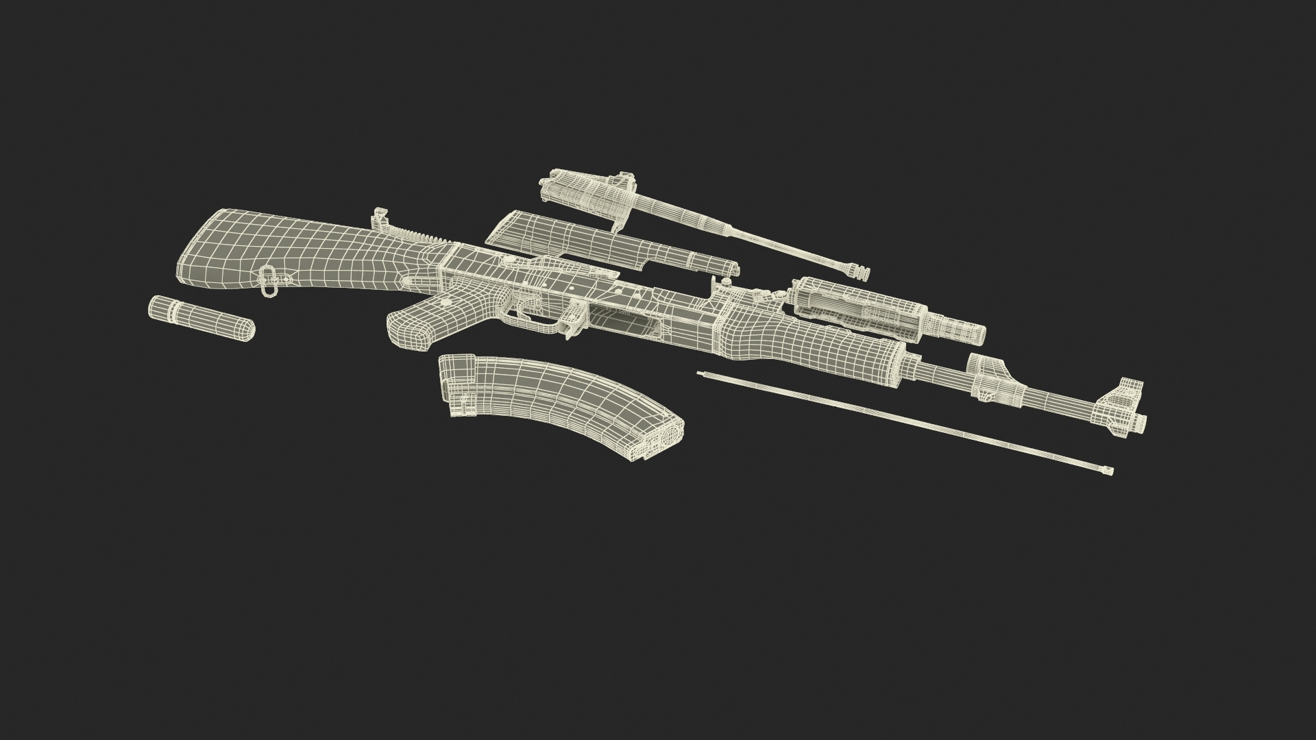 AK 47 Disassembled Rusty 3D Model - TurboSquid 2388735
