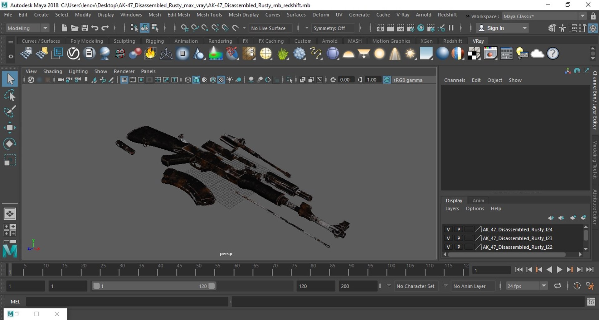 AK 47 Disassembled Rusty 3D Model - TurboSquid 2388735