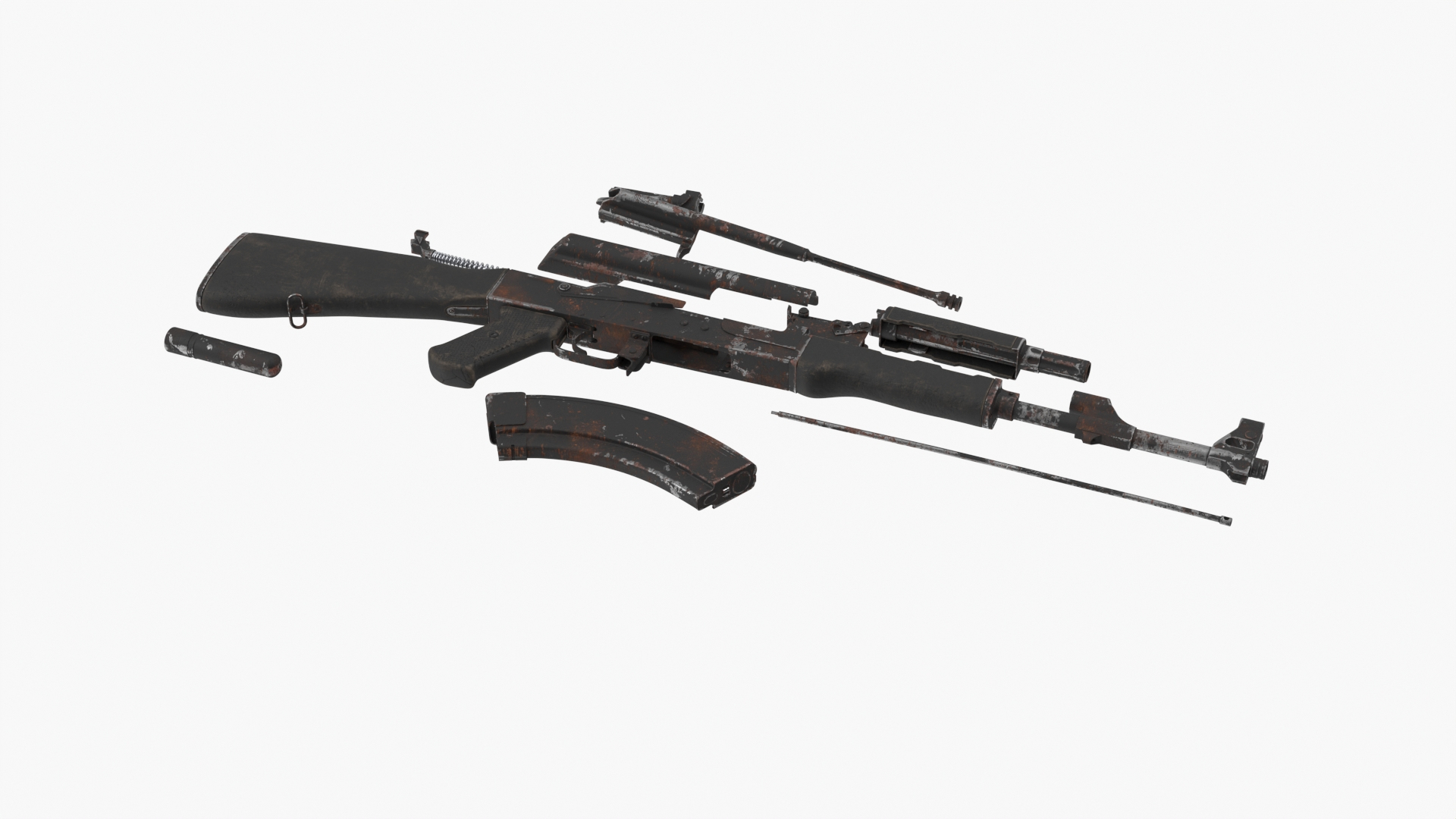 AK 47 Disassembled Rusty 3D Model - TurboSquid 2388735