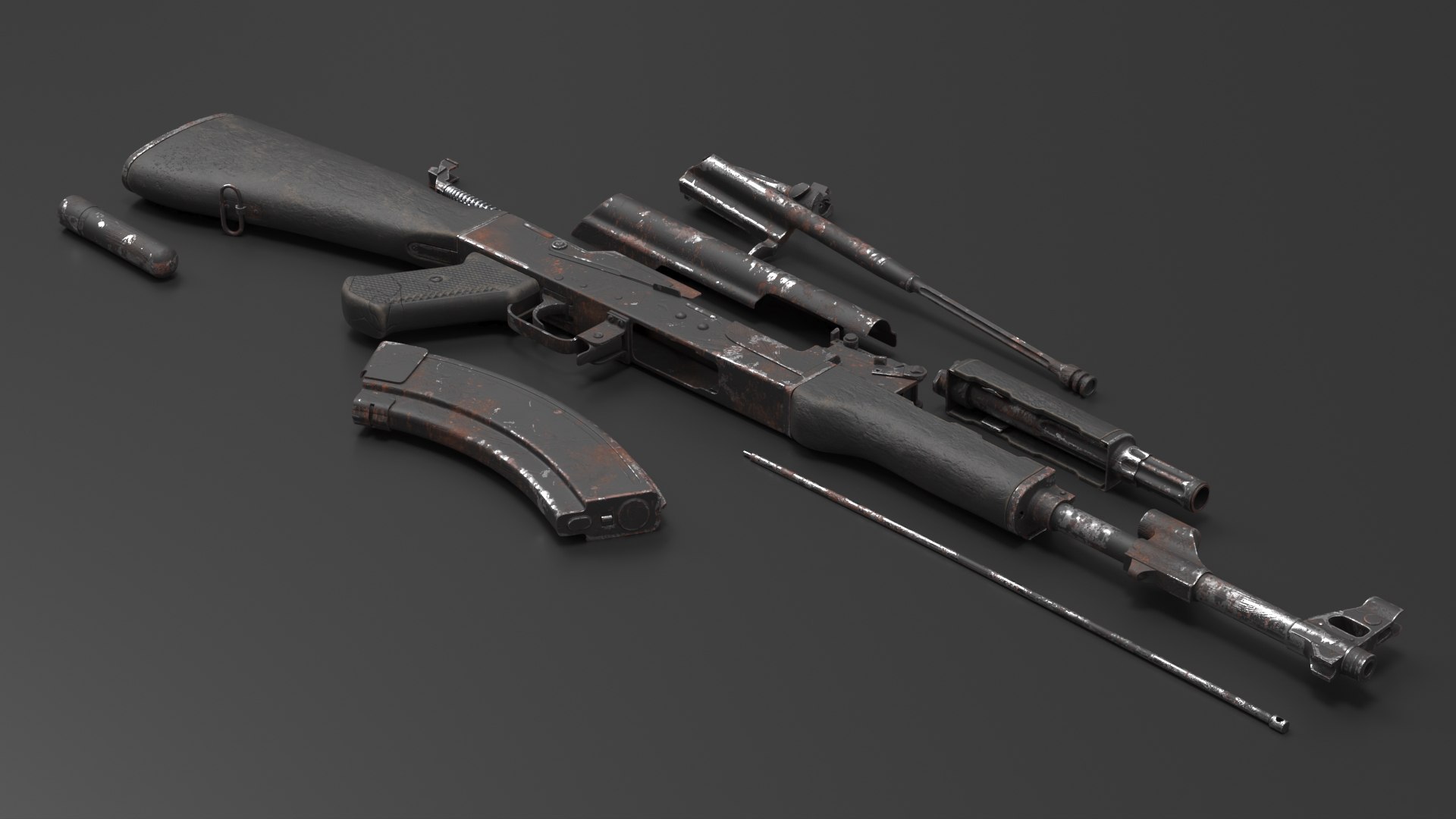 AK 47 Disassembled Rusty 3D Model - TurboSquid 2388735