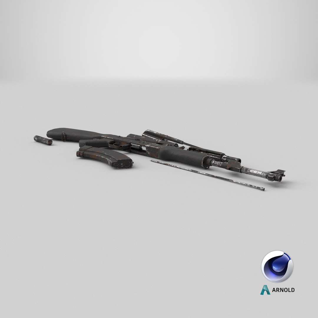 AK 47 Disassembled Rusty 3D Model - TurboSquid 2388735